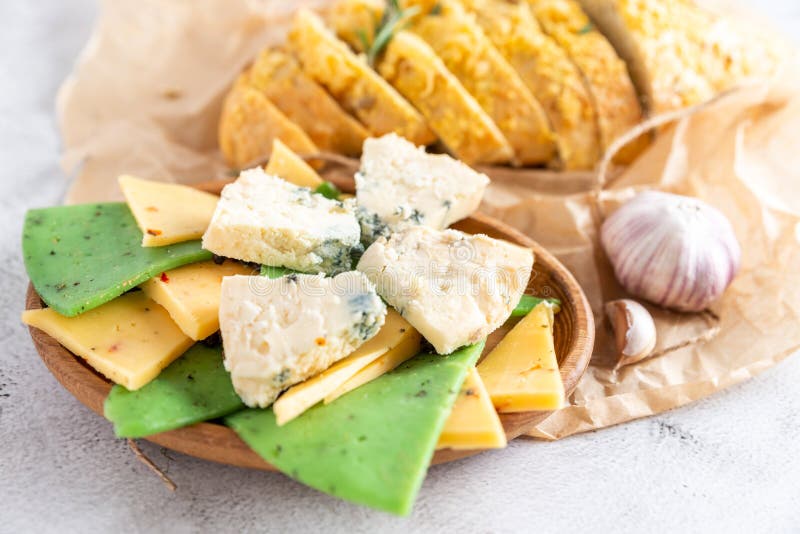Bread Sliced Cheese is on a Plate Stock Photo - Image of lunch, female ...