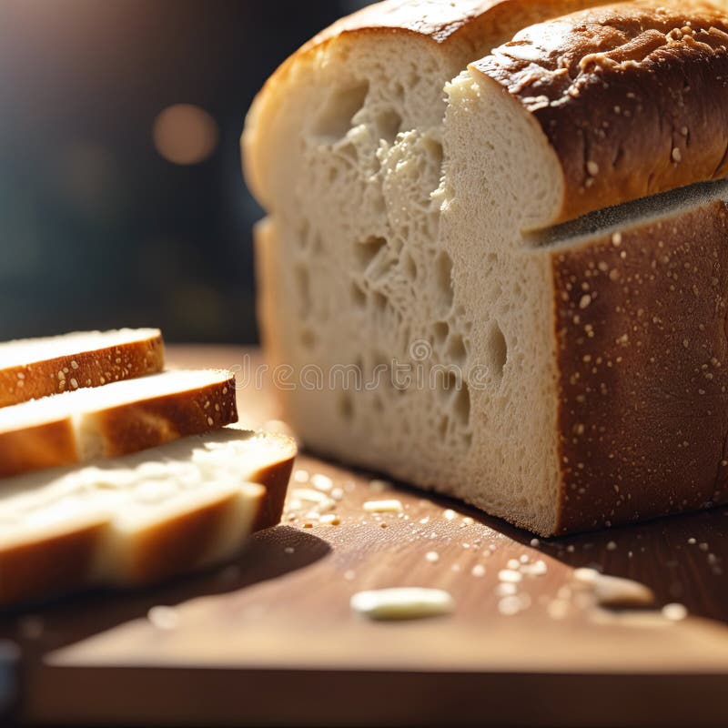 Bread Sliced on a Cutting Board.created with the Help of Artificial ...