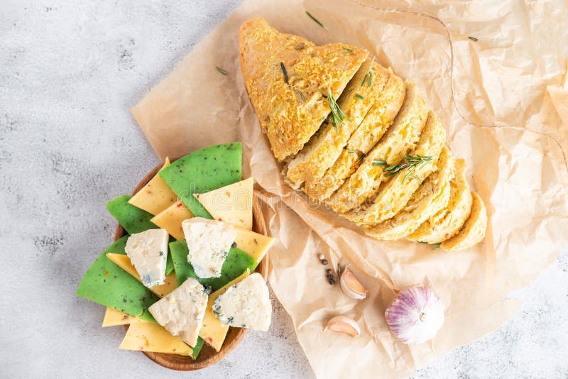 Bread Sliced Cheese is on a Plate Stock Photo - Image of closeup ...