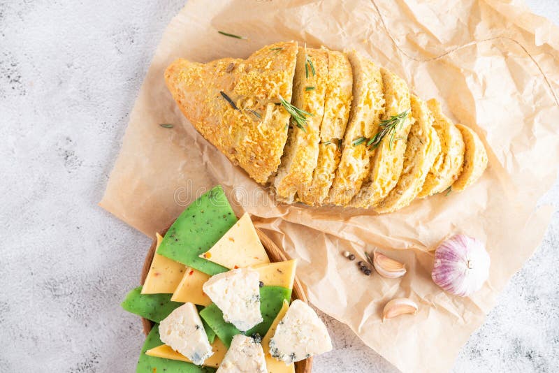 Bread Sliced Cheese is on a Plate Stock Image - Image of arizona, brown ...