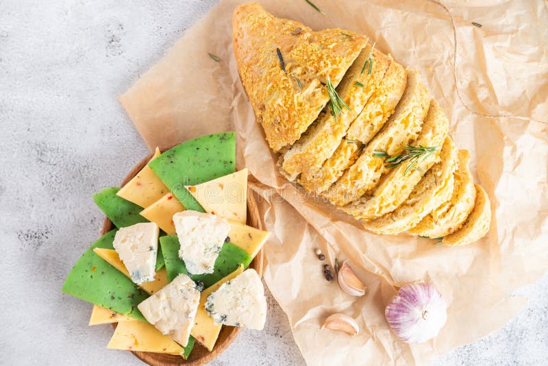 Bread Sliced Cheese is on a Plate Stock Image - Image of cheese ...