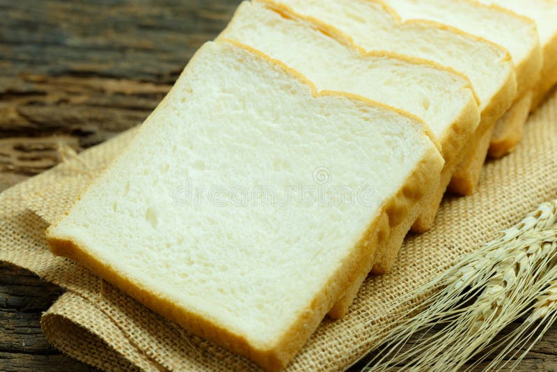 Bread Sliced, Raw Food, White Bread on Wood Table Stock Photo - Image ...