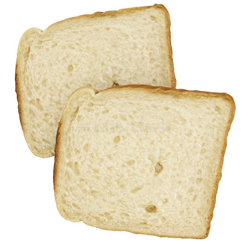 Bread Slices - Toast Pair Top View - on White Stock Photo - Image of ...