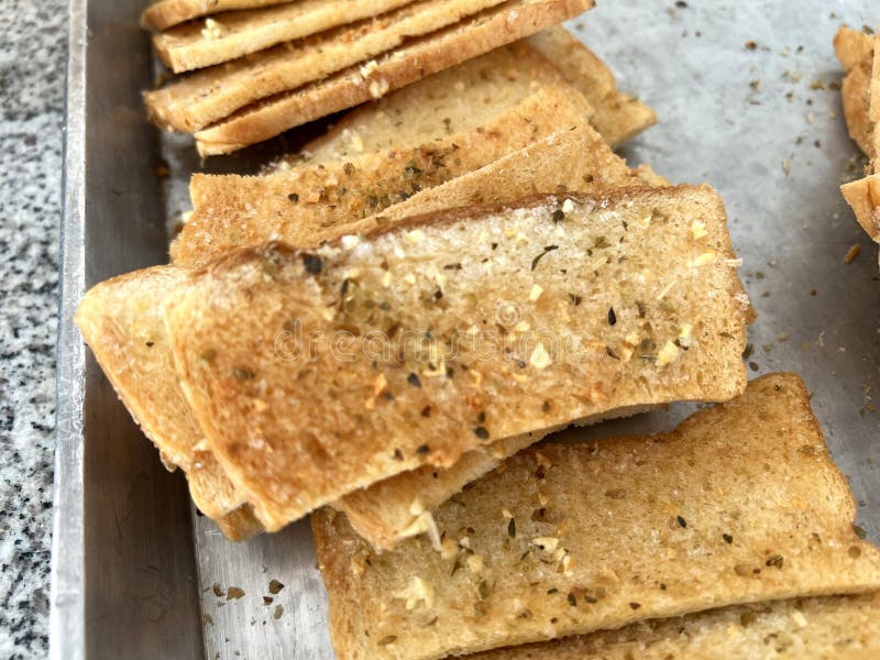 Bread Slices on Tray in Food Shop Stock Image - Image of fresh, flour ...