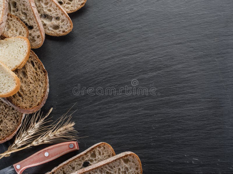 Bread Slices, a Wheat and a Knife. Stock Image - Image of loaf, food ...