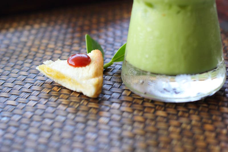 Bread and Soft Drink of Green Tea. Stock Image - Image of mixed ...