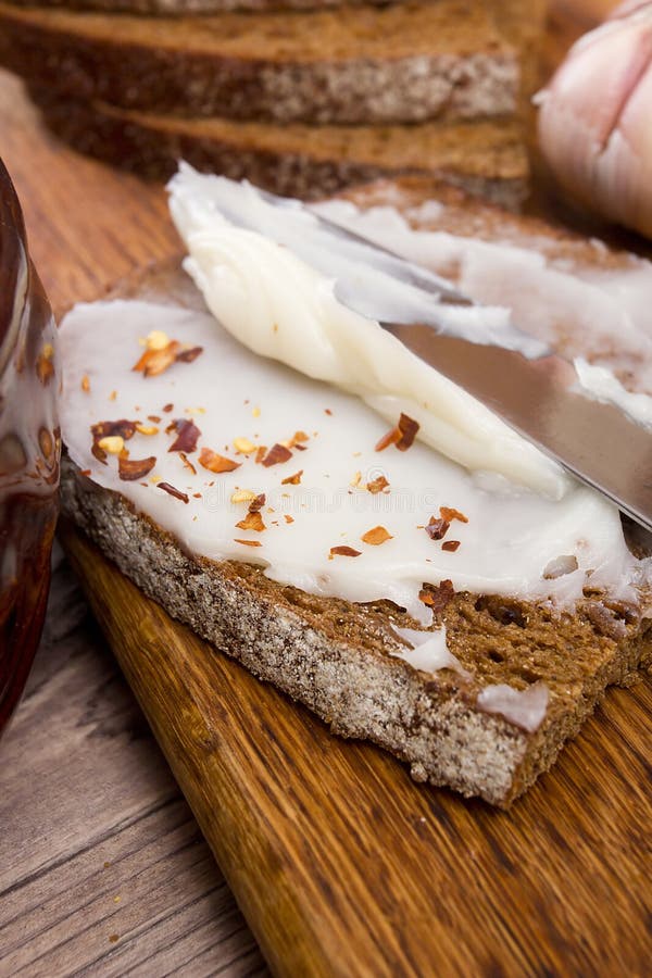 Bread with the Softened Lard Stock Photo - Image of bacon, cuisine ...