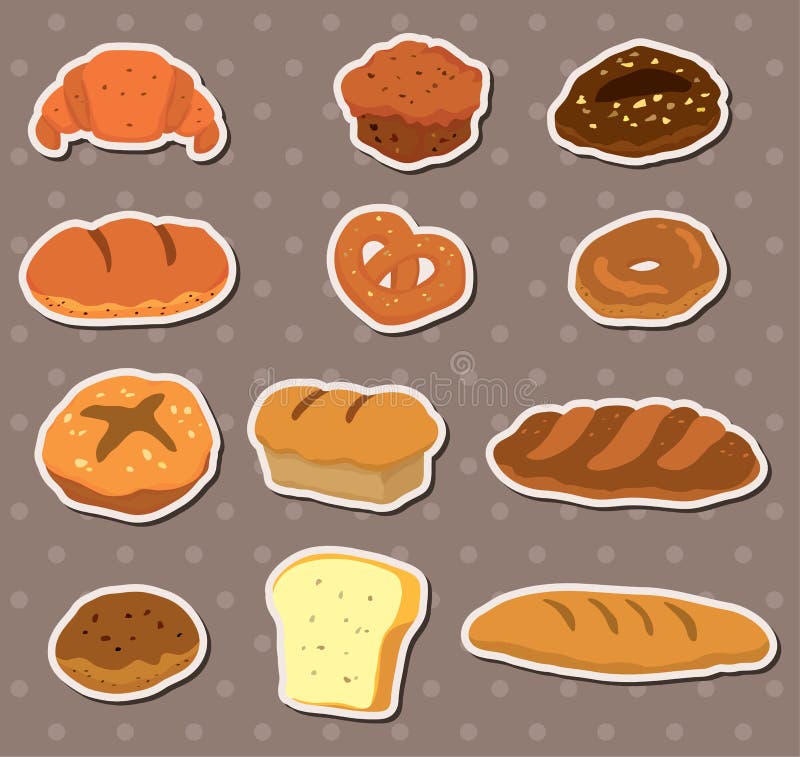 Bread. Stickers Set Isolated. Bakery - Cartoon Style Stock Vector ...