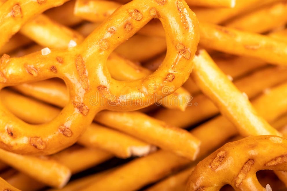 Bread Sticks and Bread Figures with Salt. Close-up Background Image ...
