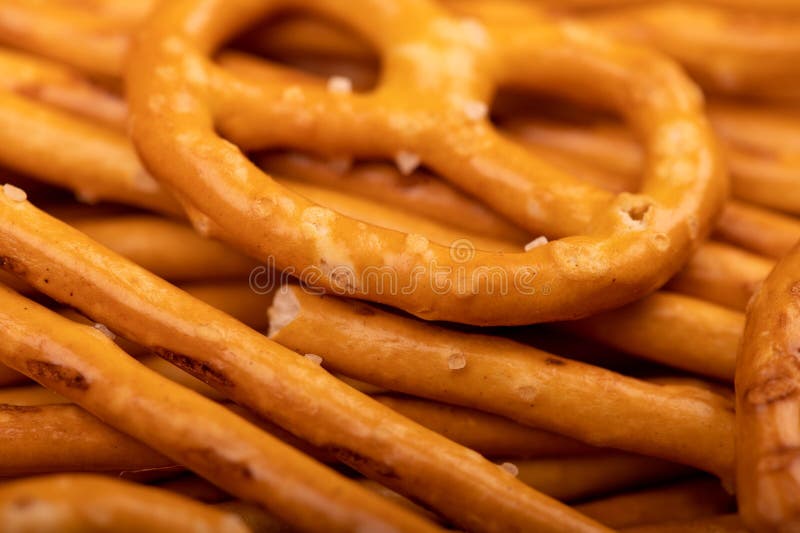 Bread Sticks and Bread Figures with Salt. Close-up Background Image ...