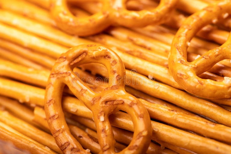 Bread Sticks and Bread Figures with Salt. Close-up Background Image ...