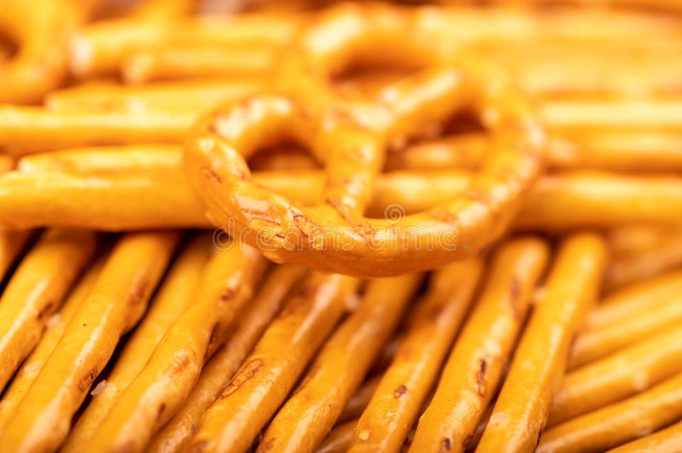 Bread Sticks and Bread Figures with Salt. Close-up Background Image ...