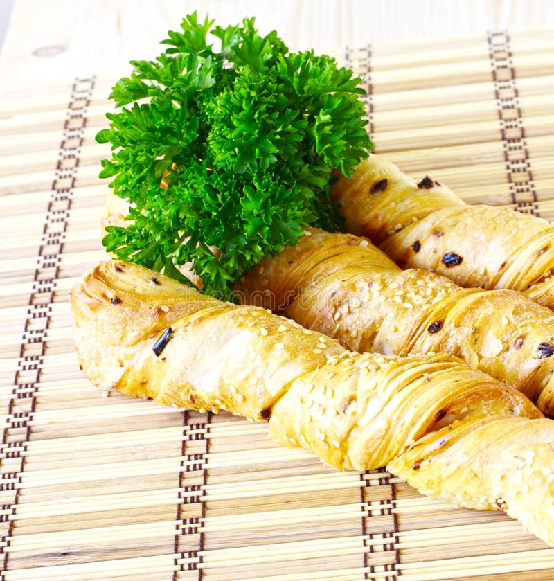 Bread sticks with parsley stock image. Image of salty - 56640087