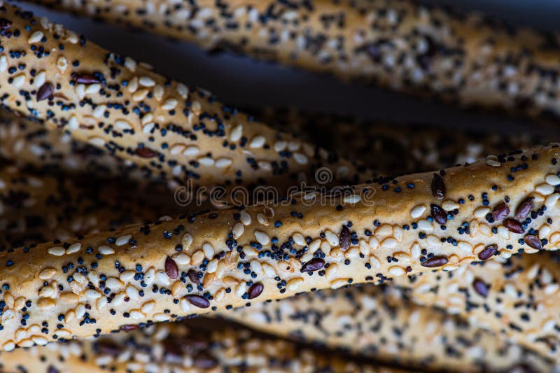 Bread sticks with seeds stock photo. Image of dough - 279338060