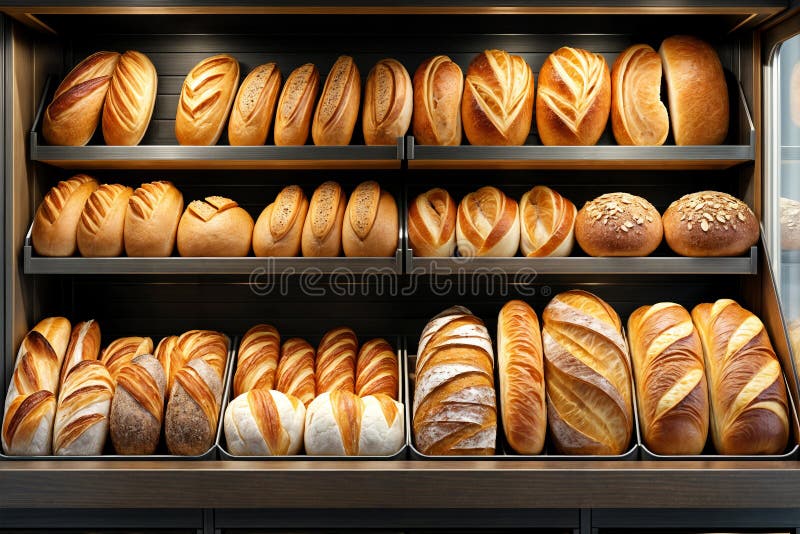 Bread Store. Assortment of Bread on the Shelves of a Bread Shop Stock ...