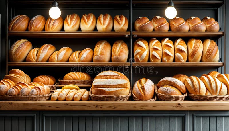 Bread Store. Bread on the Shelves of a Bakery Store Stock Illustration ...