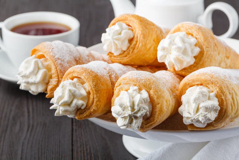 Bread stuffed milk cream stock image. Image of creamy - 144338611