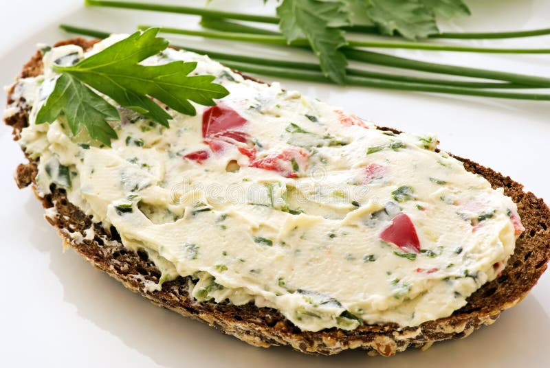 Bread with tasty spread stock photo. Image of bread, feta - 9797526