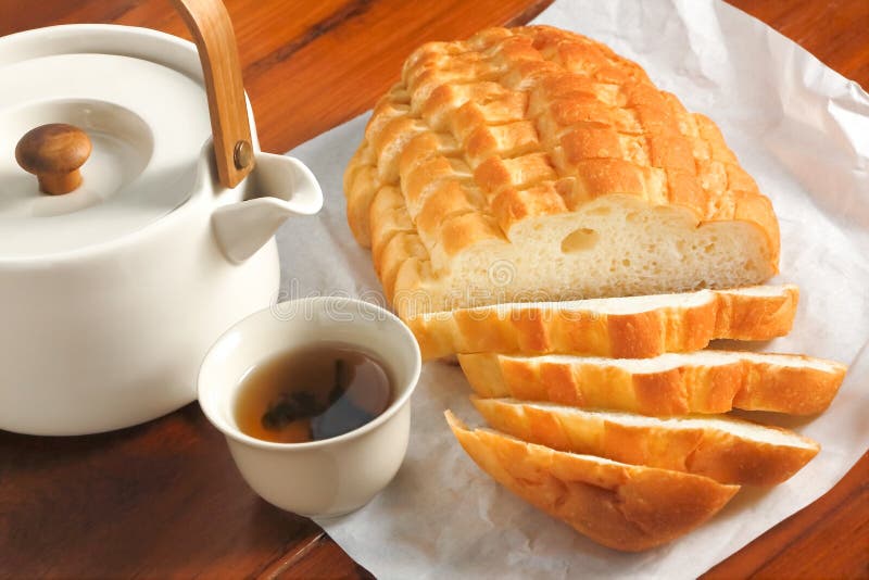 Bread and tea stock image. Image of dinner, bakery, breakfast - 45695795