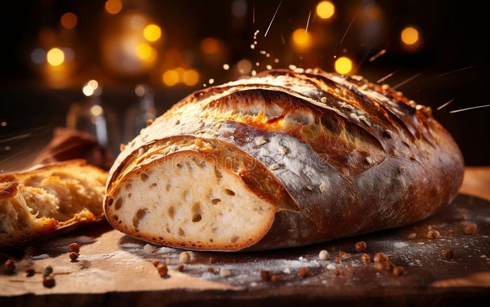 Bread on Timber Surface - Gastronomic Composition. Generative by Ai ...