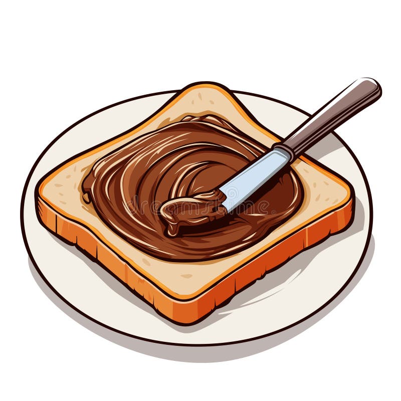 Bread Toast with Chocolate Jam Stock Illustration - Illustration of ...