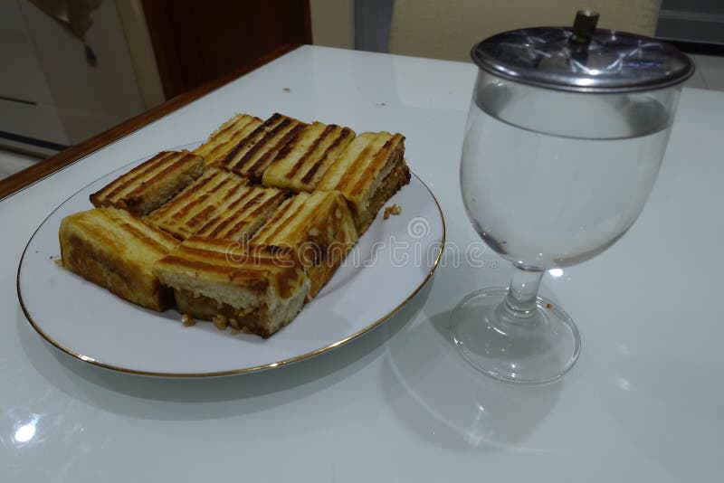 Bread Toast and Drink Water Stock Image - Image of water, bread: 111297883