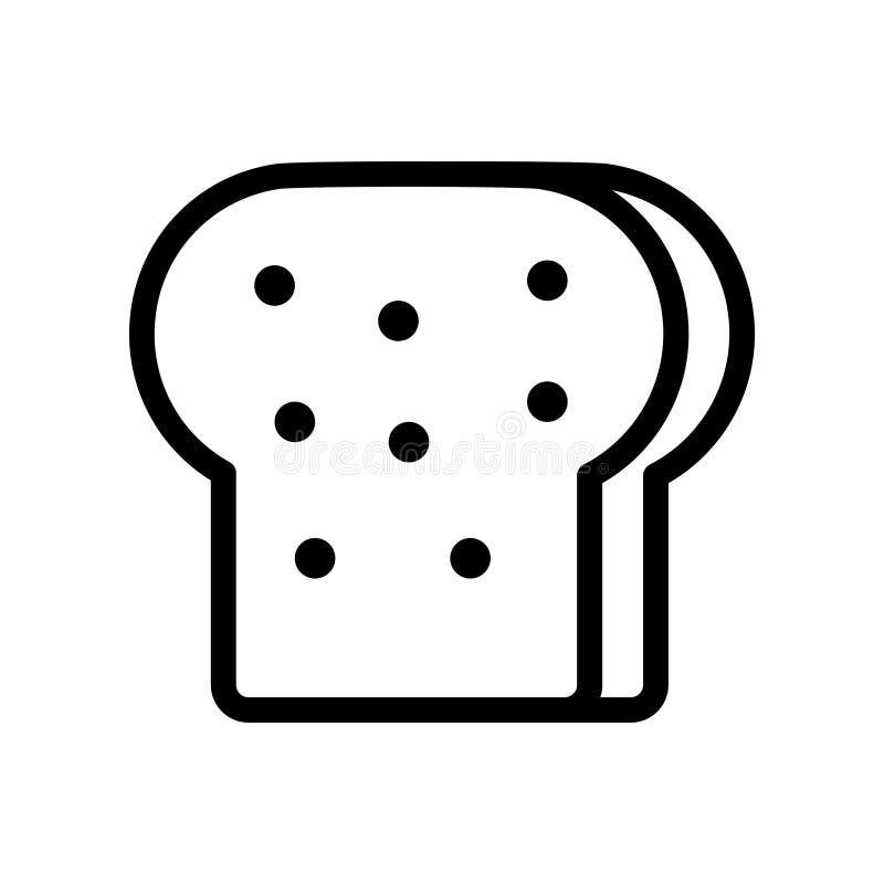 Bread Toast Line Icon Isolated on White Background. Black Flat Thin ...