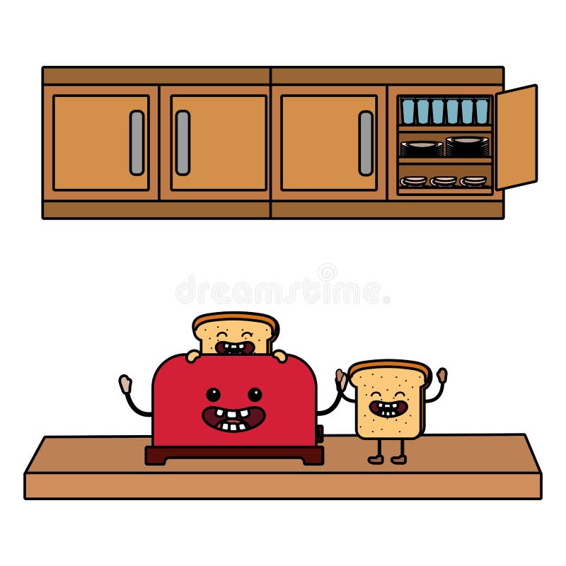 Bread toaster cartoon stock vector. Illustration of lunch - 142717426