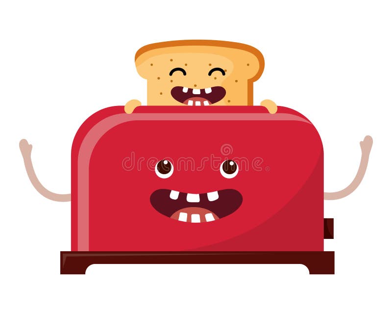Bread toaster cartoon stock vector. Illustration of bread - 142645846