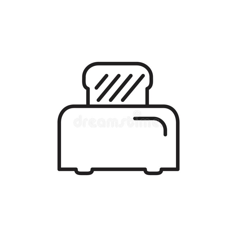 Bread Toaster Icon Flat Line Illustration Stock Vector - Illustration ...