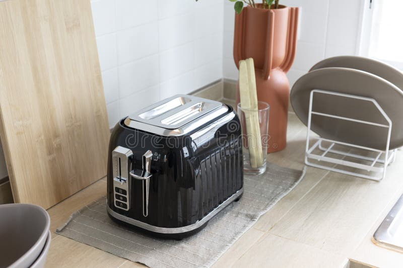 Bread Toaster on Kitchen Worktop with Tiled Walls Stock Photo - Image ...