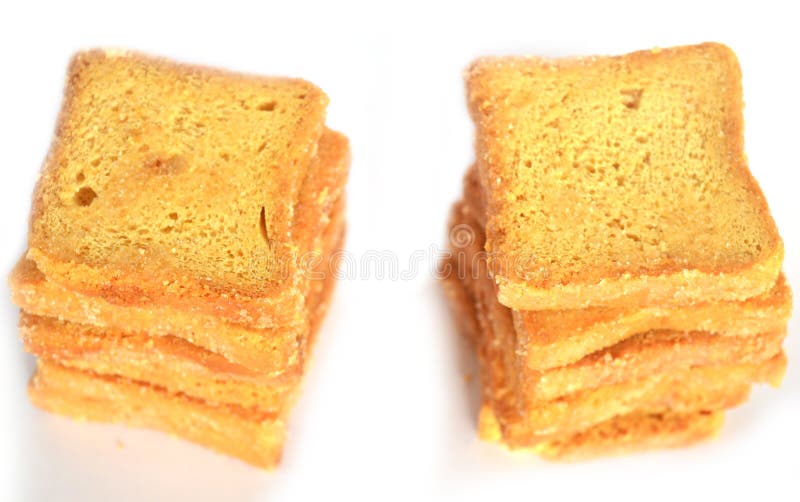 Bread Toasts on White Background Stock Image - Image of biscuit, detail ...