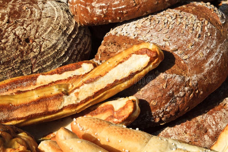 Bread Variety at Local Market Stock Image - Image of closeup, nature ...