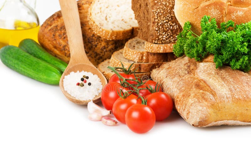 Bread and vegetables stock image. Image of spoon, cucumber - 18911053