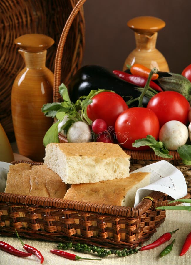 Bread and vegetables stock image. Image of food, baked - 34245399