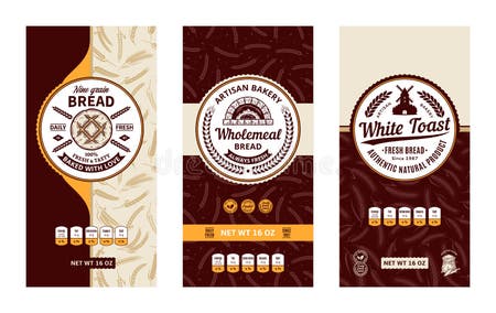 Bread Vertical Labels in Modern Style Stock Vector - Illustration of ...