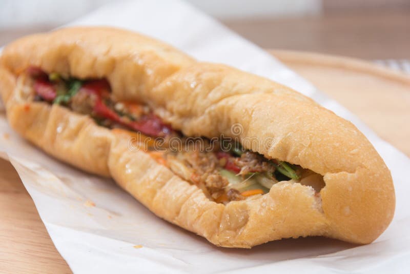 Bread Vietnamese with Vegetable Stock Image - Image of chicken, green ...