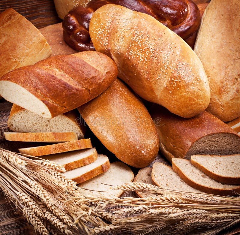 Bread and Wheat. Food Background. Stock Image - Image of bakery ...
