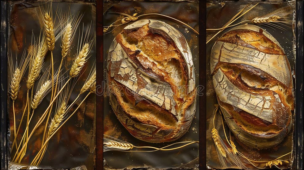 Bread and Wheat Harvest. Bread and Wheat Harvest Collage Stock Photo ...