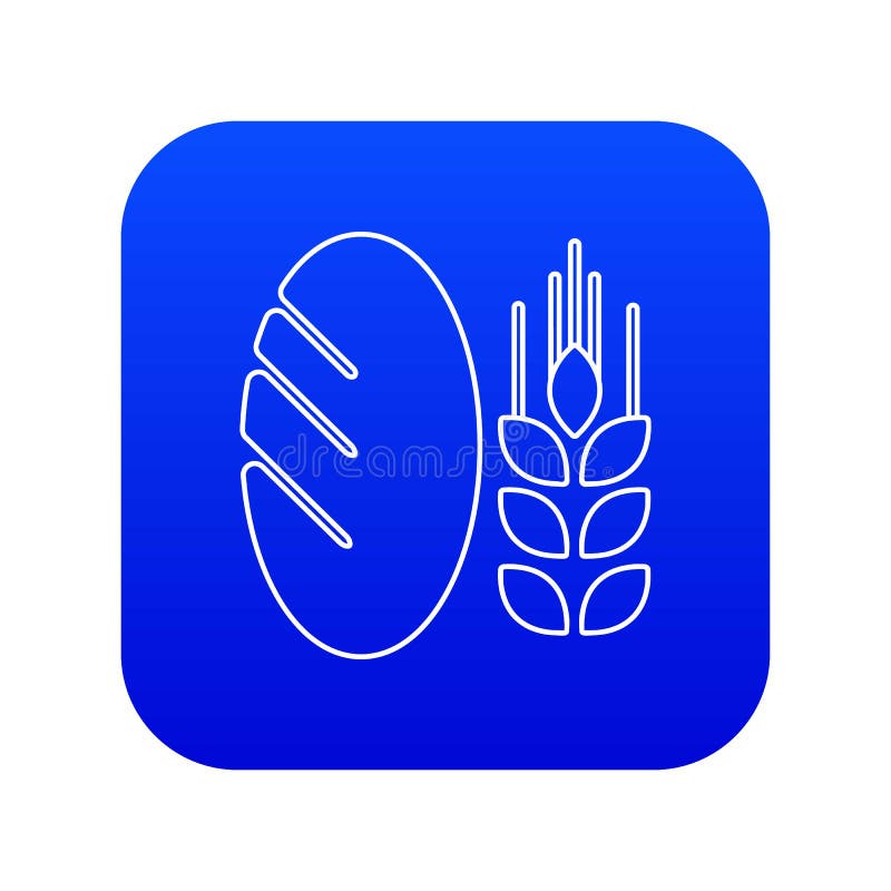 Bread Wheat Icon Blue Vector Stock Vector - Illustration of croissant ...