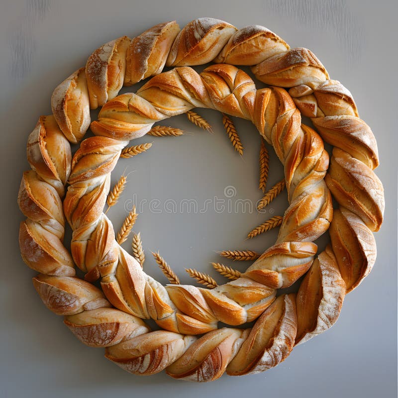 Bread and Wheat Wreath As a Fashion Accessory on Table Stock Image ...
