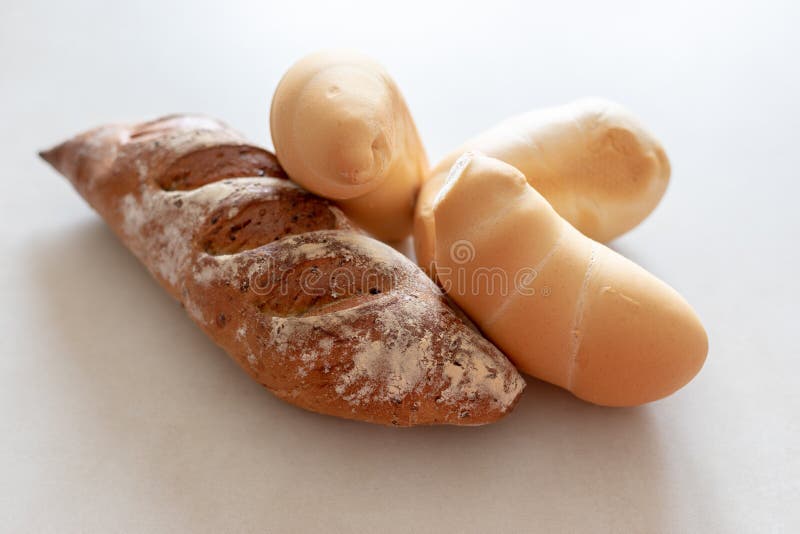Bread and Whole Grain Bread on Light Textured Background Stock Photo ...