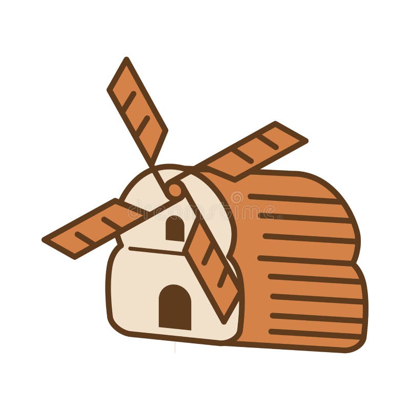 Bread Windmill Bakery Logo Icon Illustration Brand Identity Stock ...