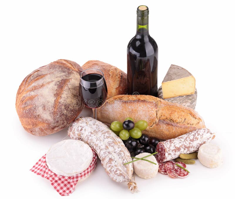 Bread,wine,cheese and Sausage Stock Image - Image of farm, tasty: 30481853