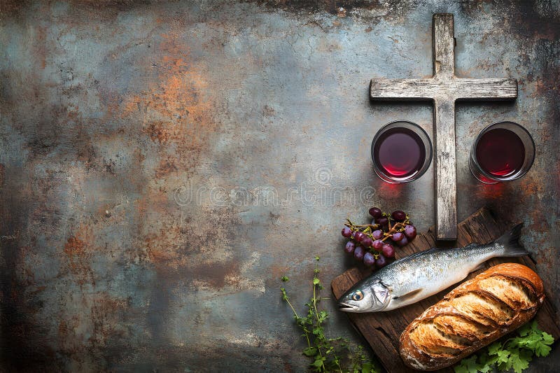 Bread, Wine and Holy Cross As a Concept of Jesus Feeding Multitudes ...