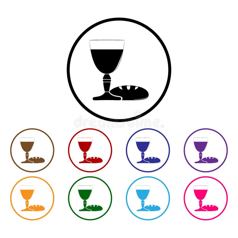 Bread and wine icon stock vector. Illustration of icon - 242278411