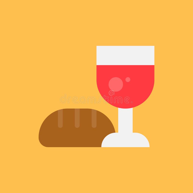 Bread and Wine Vector Illustration, Easter Flat Style Icon Stock Vector ...