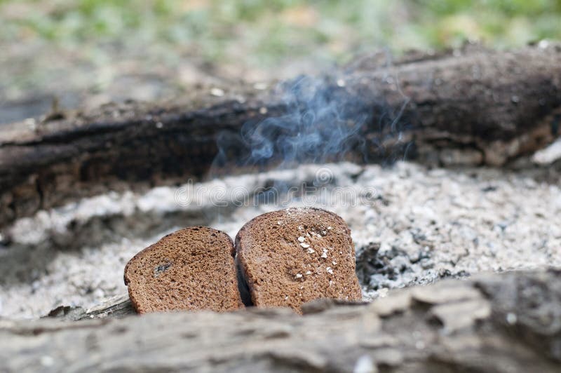 Bread on the wood grill stock photo. Image of cuisine - 44736554