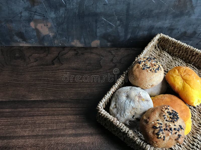 Bread on wood table stock image. Image of wood, table - 96258619