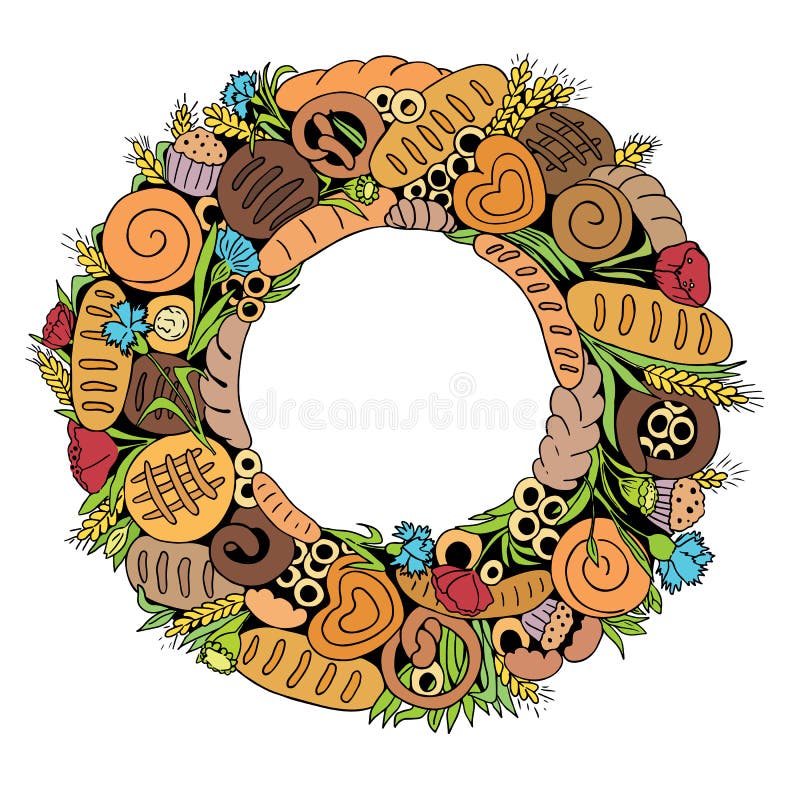 Bread wreath2 stock vector. Illustration of grain, icon - 68115720